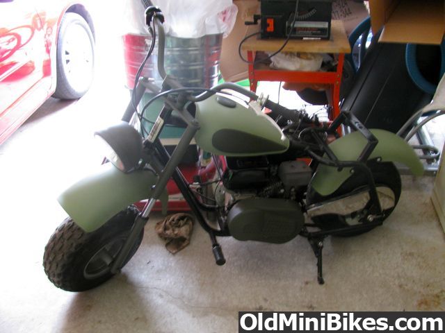 40s style Army Cycle Baja Bike Just Finished Painting it! | OldMiniBikes.com