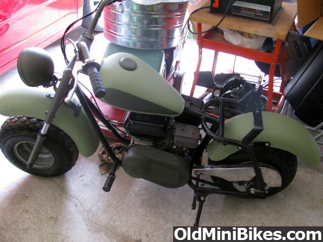 40s style Army Cycle Baja Bike Just Finished Painting it! | OldMiniBikes.com
