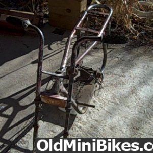 Zebra 500 frame, front view | OldMiniBikes.com