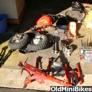 Parts after teardown 79 Honda z50 | OldMiniBikes.com