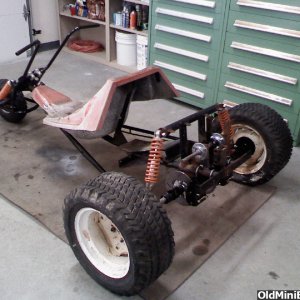 Rear quarter view w/brakes and bars | OldMiniBikes.com