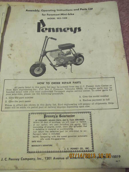 Golden pinto??? | OldMiniBikes.com