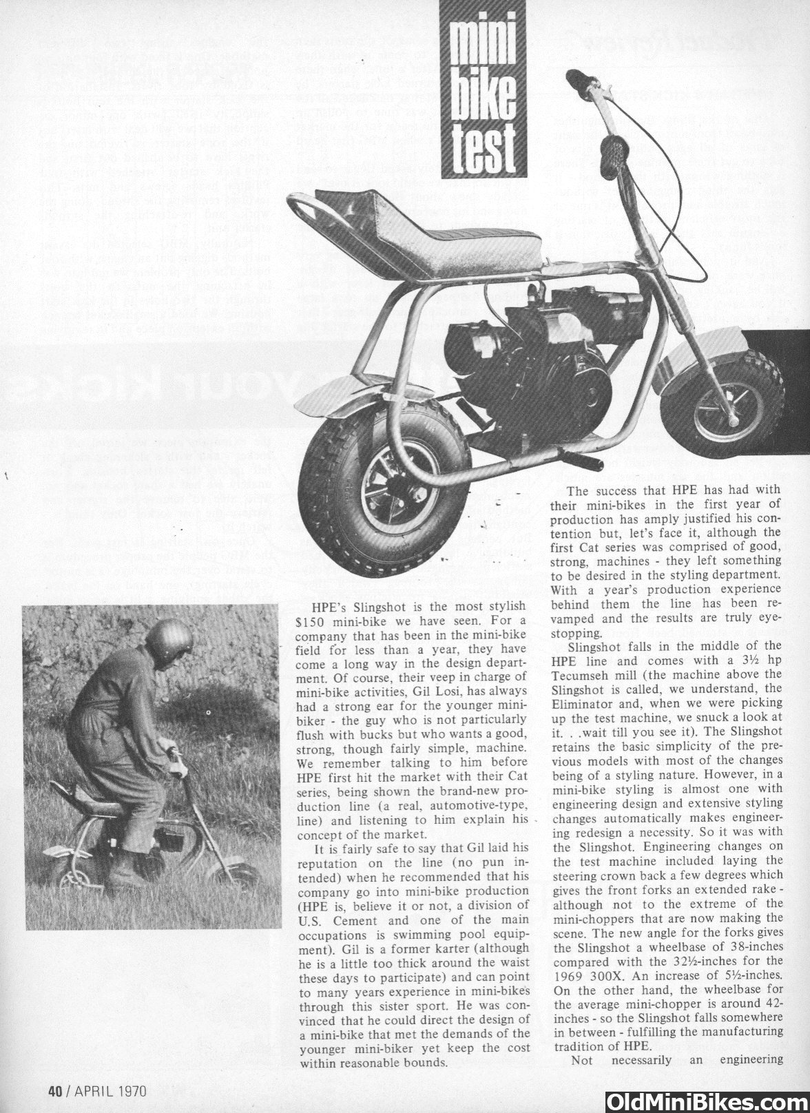 Cat Slingshot - April 1970 MBG test | OldMiniBikes.com