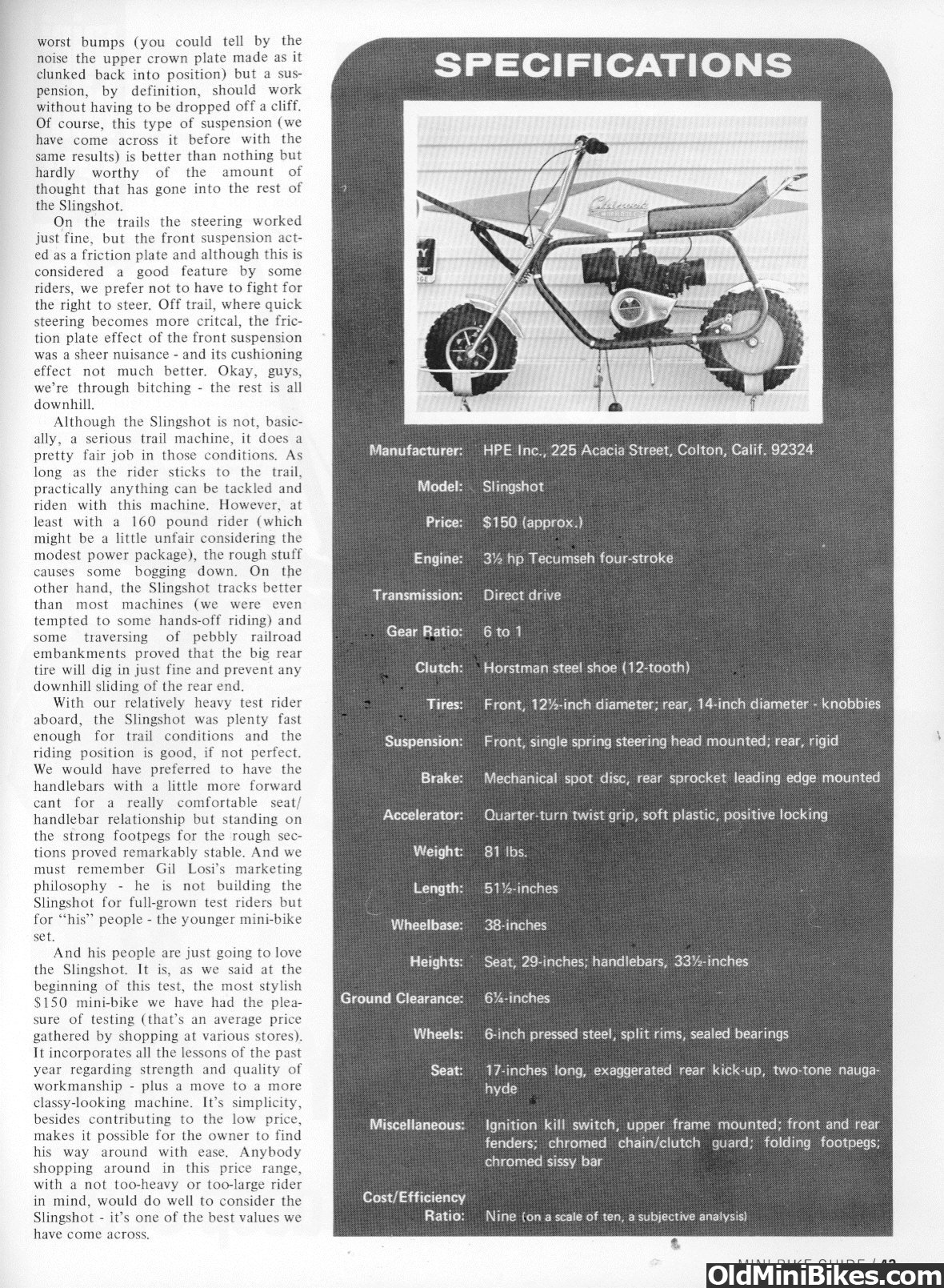 Cat Slingshot - April 1970 MBG test | OldMiniBikes.com