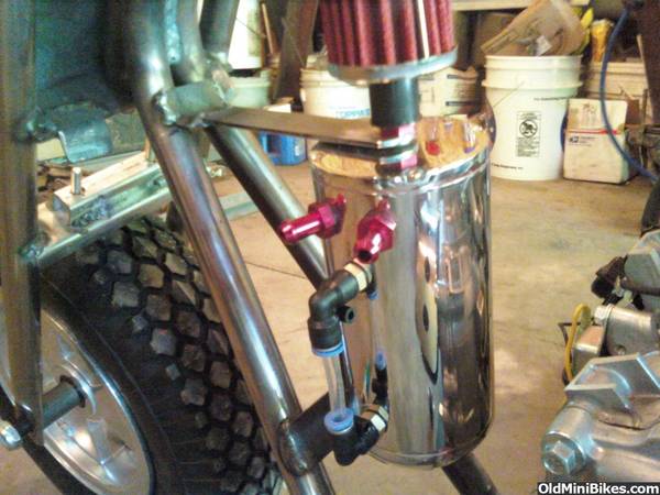 Oil catch can and breather mount install | OldMiniBikes.com