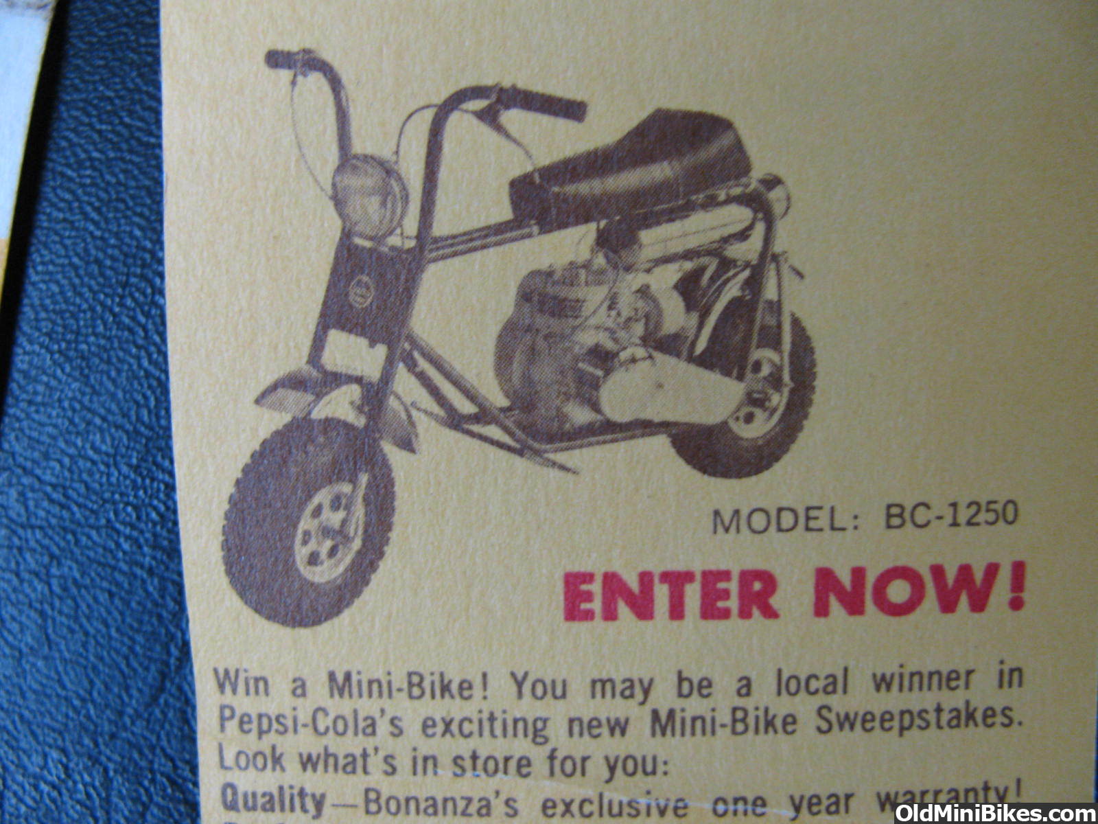 Bonanza Mini-bike sweepstakes tickets! | OldMiniBikes.com