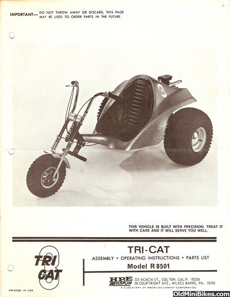 1970 Muskin TRI-CAT | OldMiniBikes.com